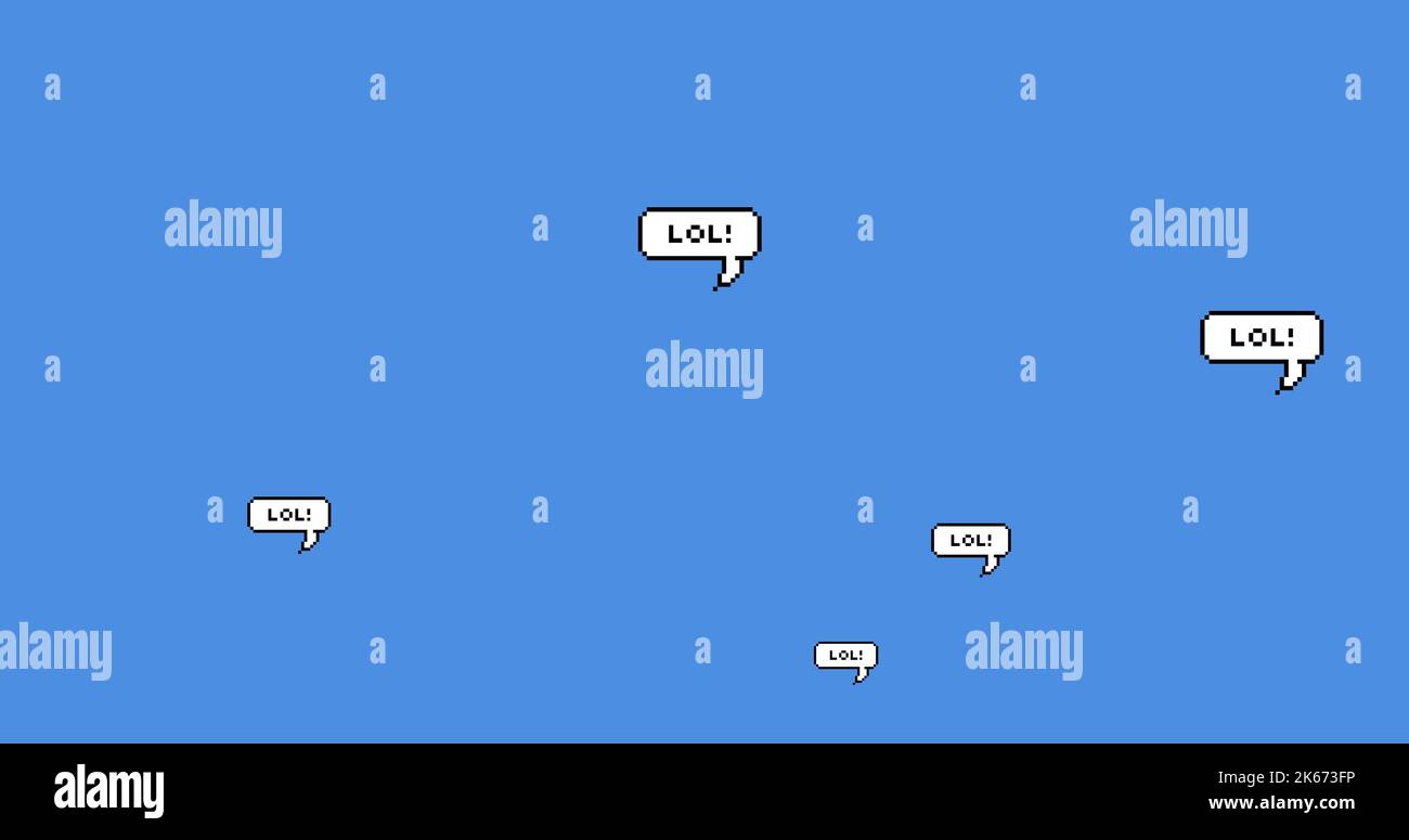Illustration of lol text in speech bubbles against blue background ...