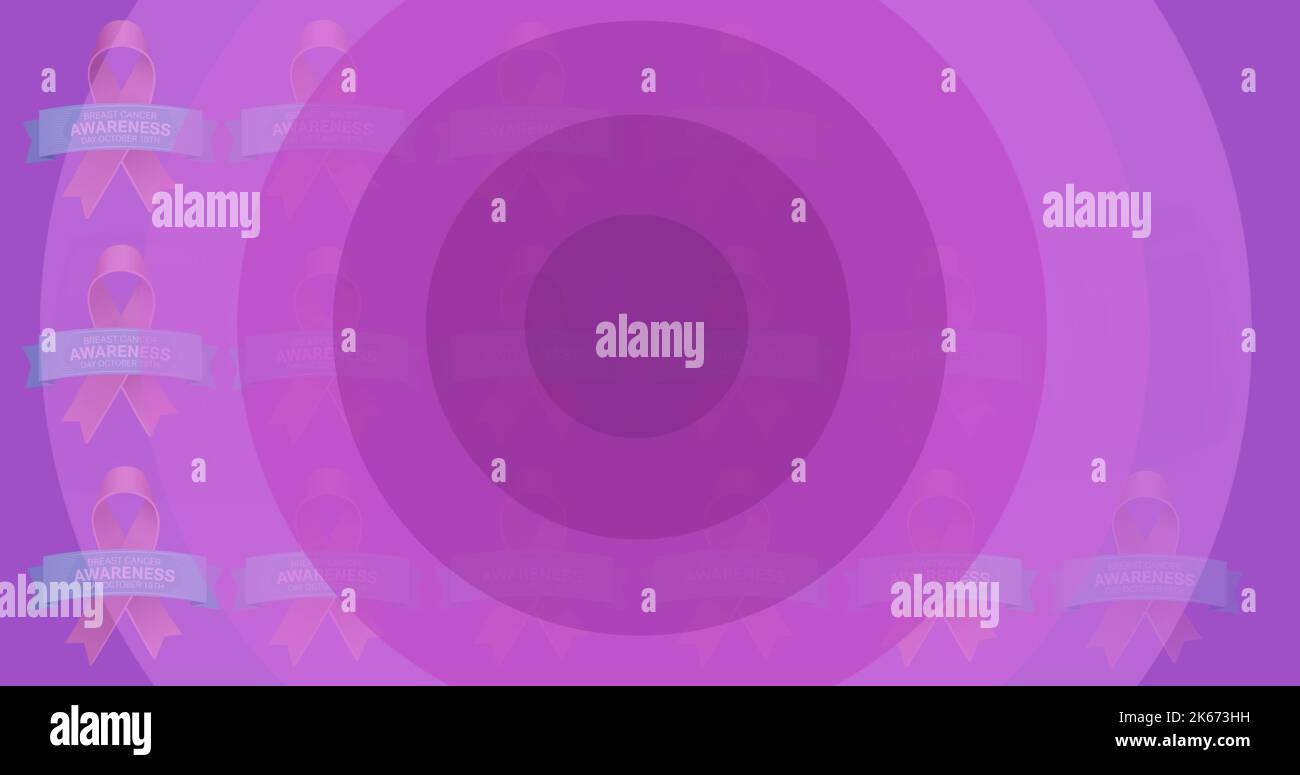 Illustration of multiple circles with ribbons and awareness text over ...