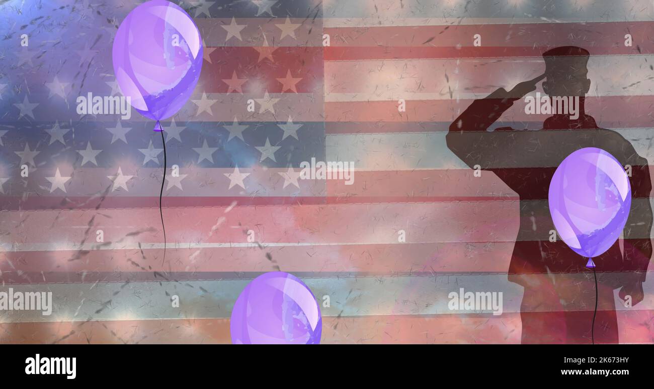 American Flag And Soldier Shadow