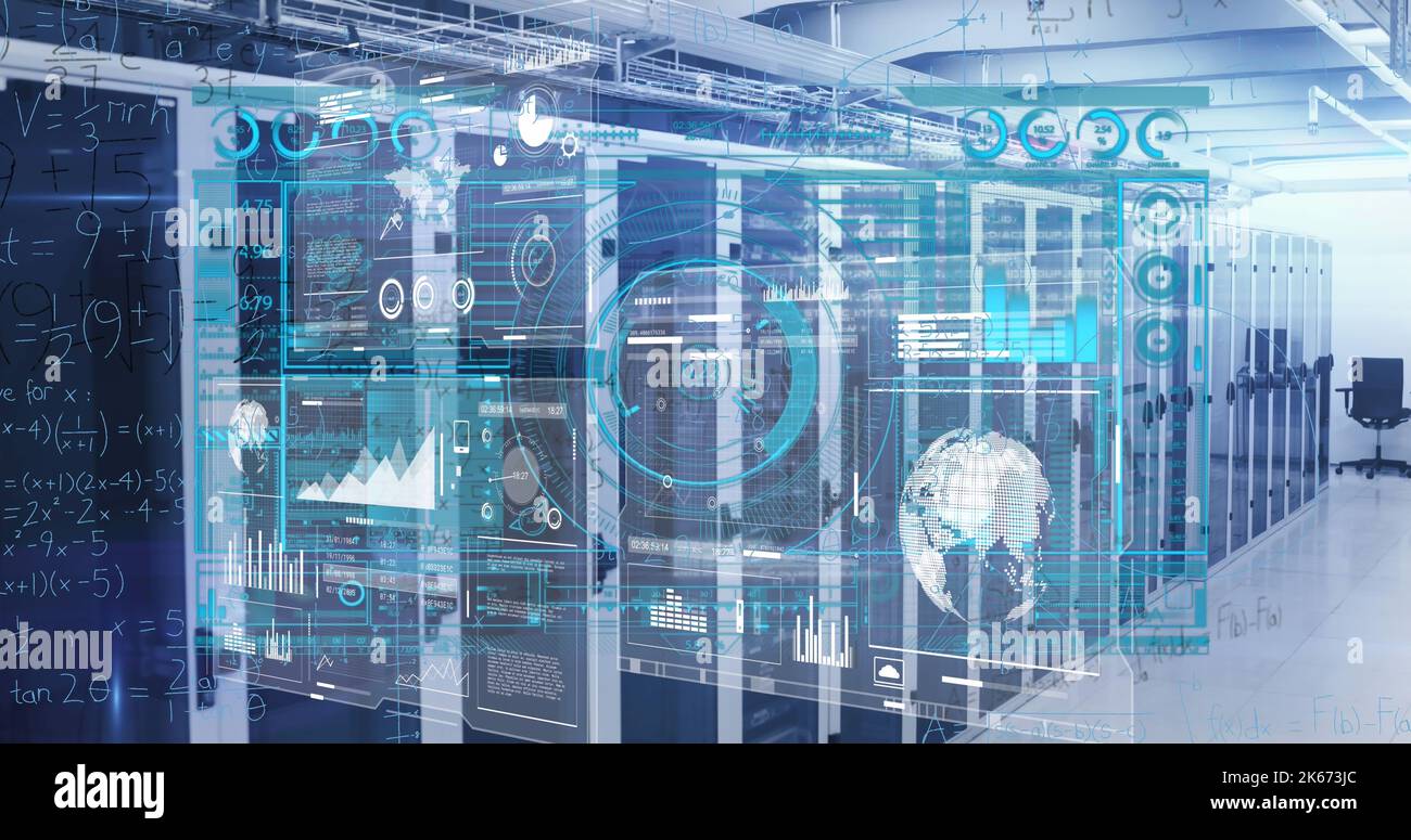 Image of data processing over server room Stock Photo - Alamy