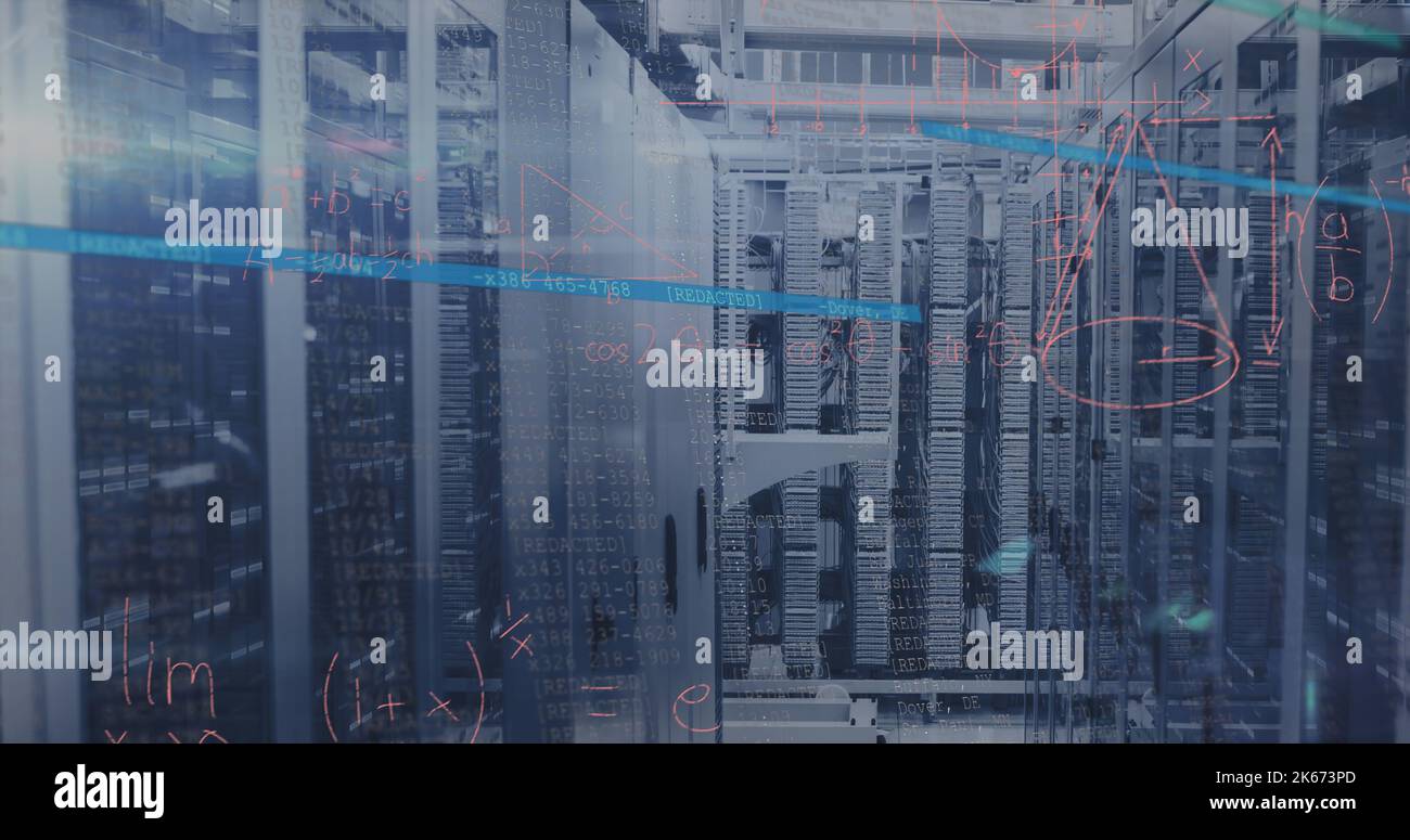 Image of data processing over server room Stock Photo - Alamy