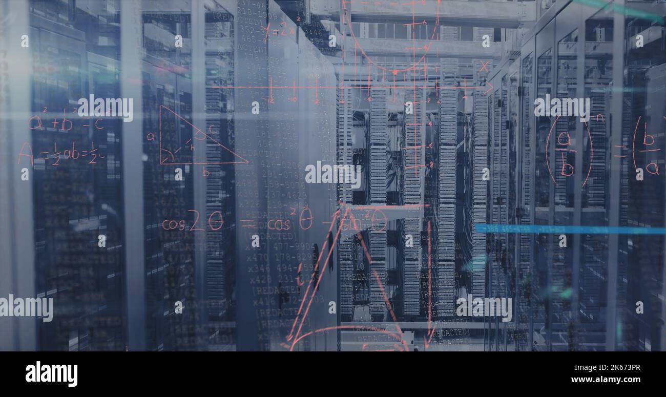 Image of data processing over server room Stock Photo - Alamy