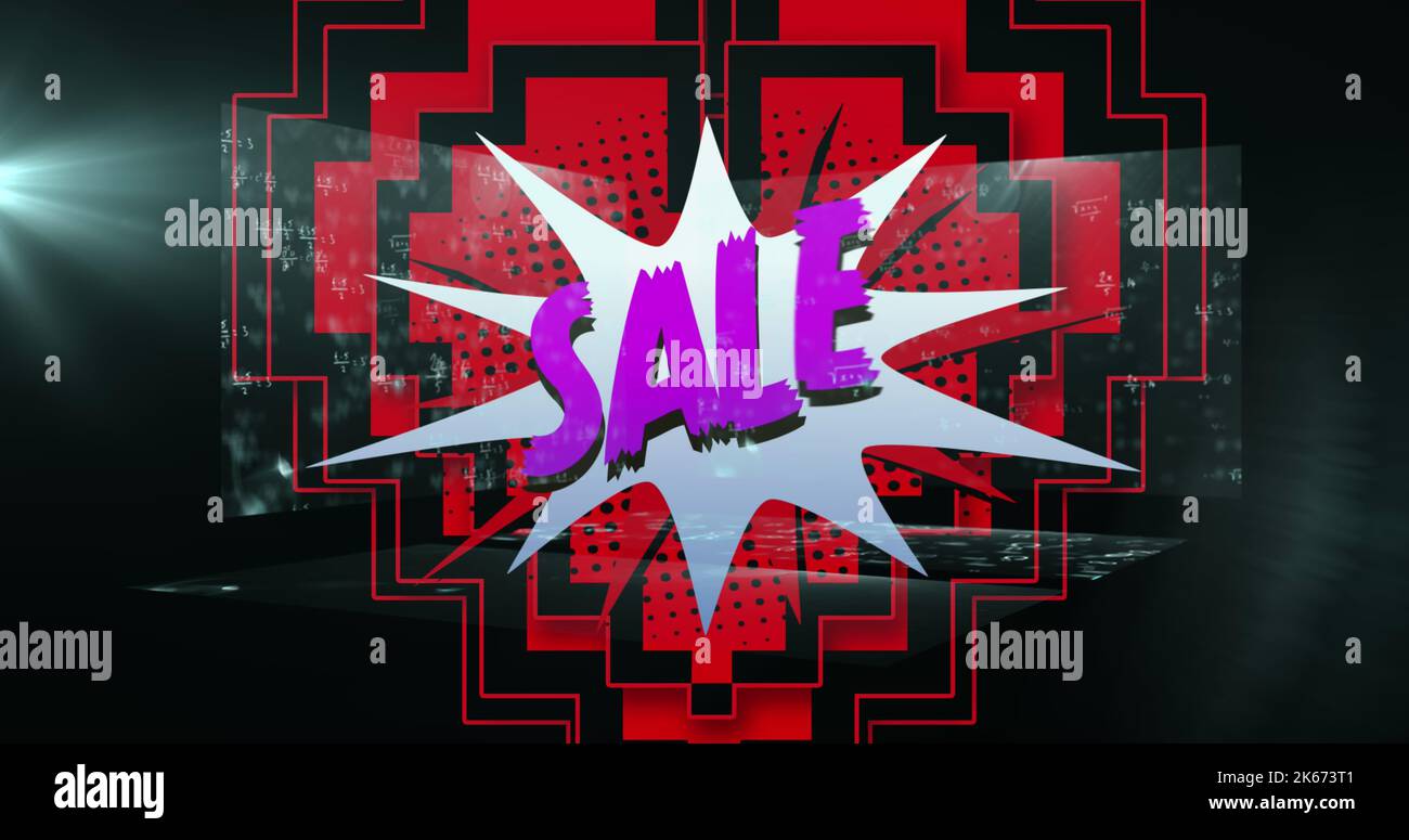 Image of sale text over red shapes on black background Stock Photo - Alamy