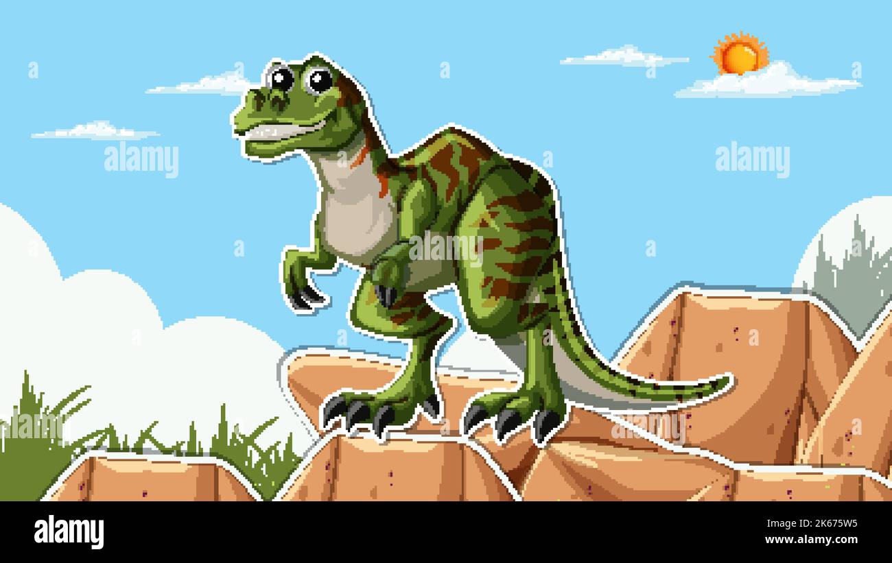 Thumbnail design with dinosaur raptor illustration Stock Vector Image ...