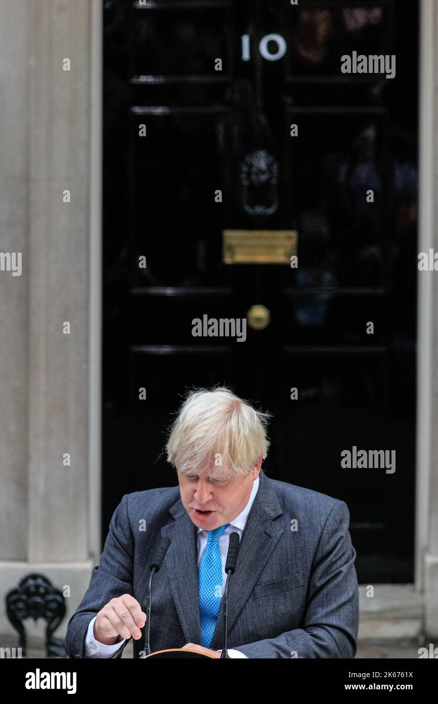 Boris Johnson MP, outgoing British Prime Minister during farewell ...