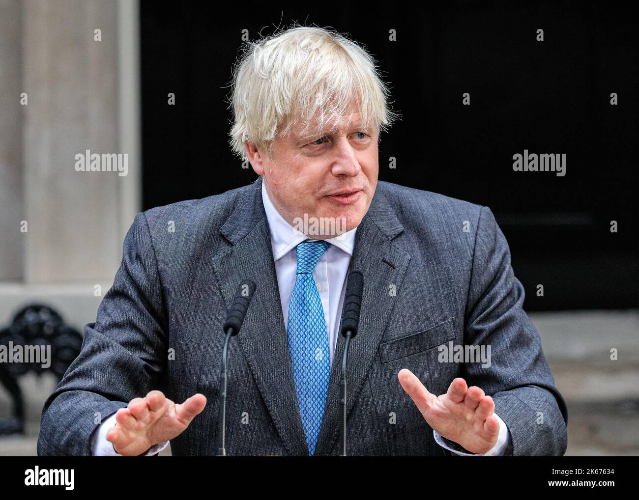 Boris Johnson MP, outgoing British Prime Minister during farewell ...