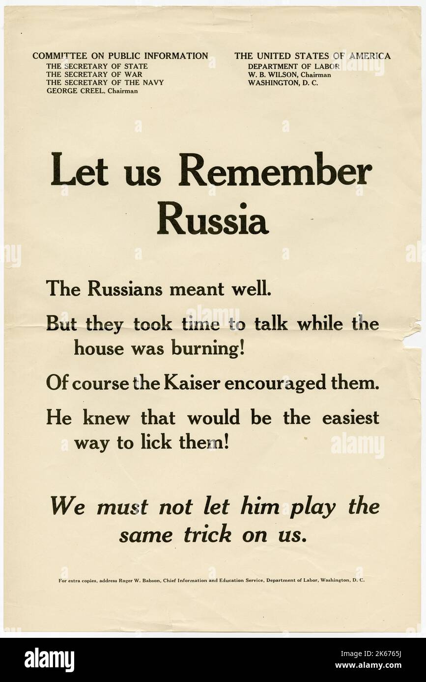 Broadside - “Let Us Remember Russia” Stock Photo - Alamy