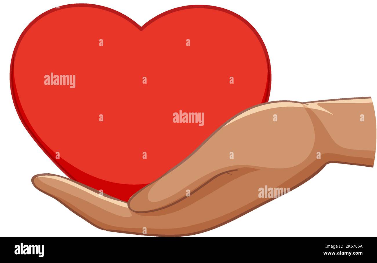 Red heart on hand illustration Stock Vector Image & Art - Alamy