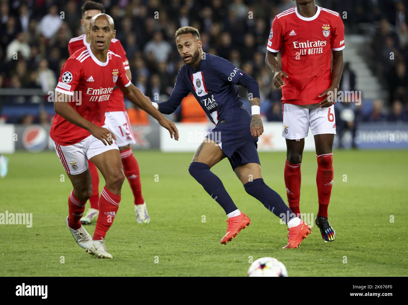 Neymar Jr of PSG, Joao Mario of Benfica (left) during the UEFA Champions League, Group H ...