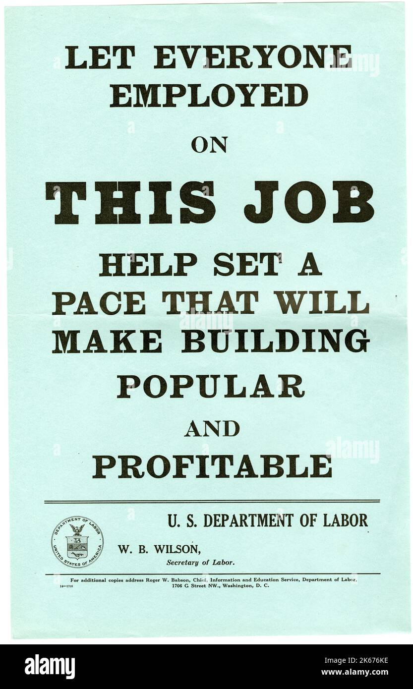 Broadside - “Let Everyone Employed on This Job Help Set a Pace” Stock ...