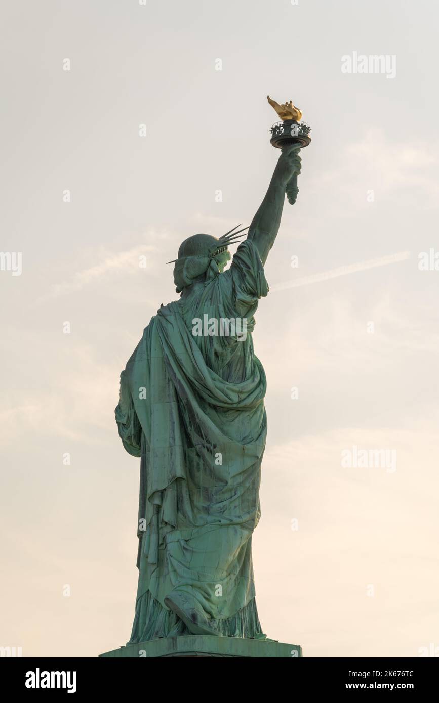 Statue of Liberty view from the back on Liberty Island Stock Photo - Alamy