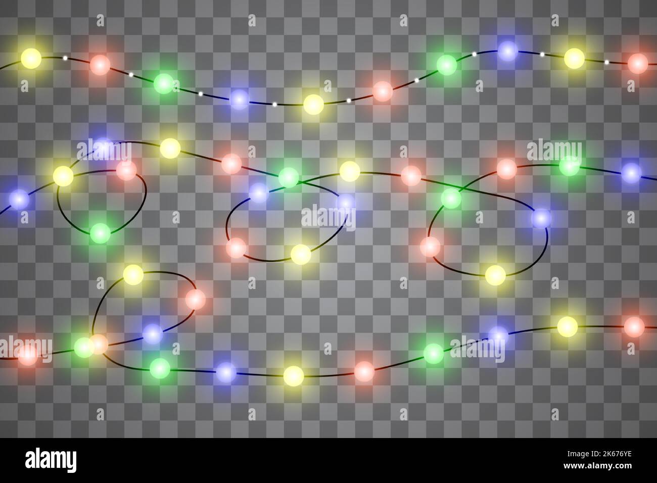 Christmas lights isolated realistic design elements. Glowing lights for ...