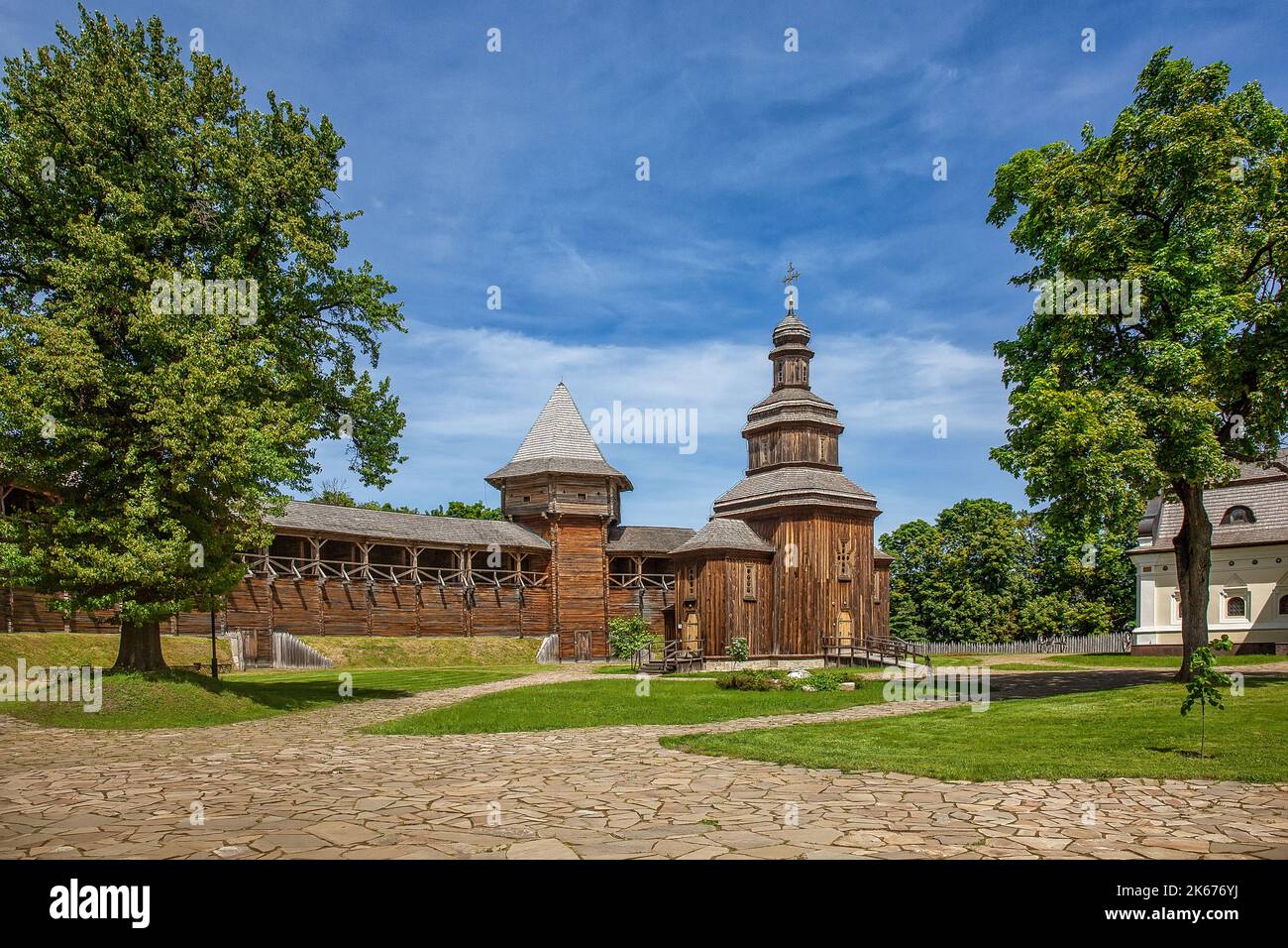 Reconstruction of historic wooden fortress and church in Baturyn ...