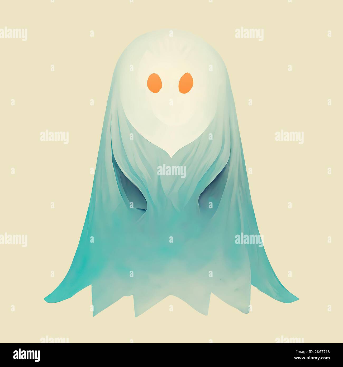 Cartoon ghost simple. Fairy tale character. Simple picture. Digital ...
