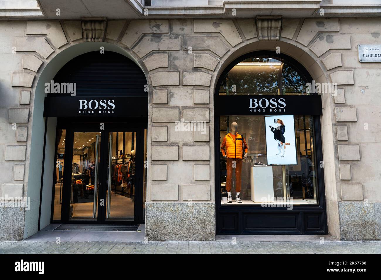 Barcelona, Spain - October 3, 2022: Display of a Hugo Boss clothing ...