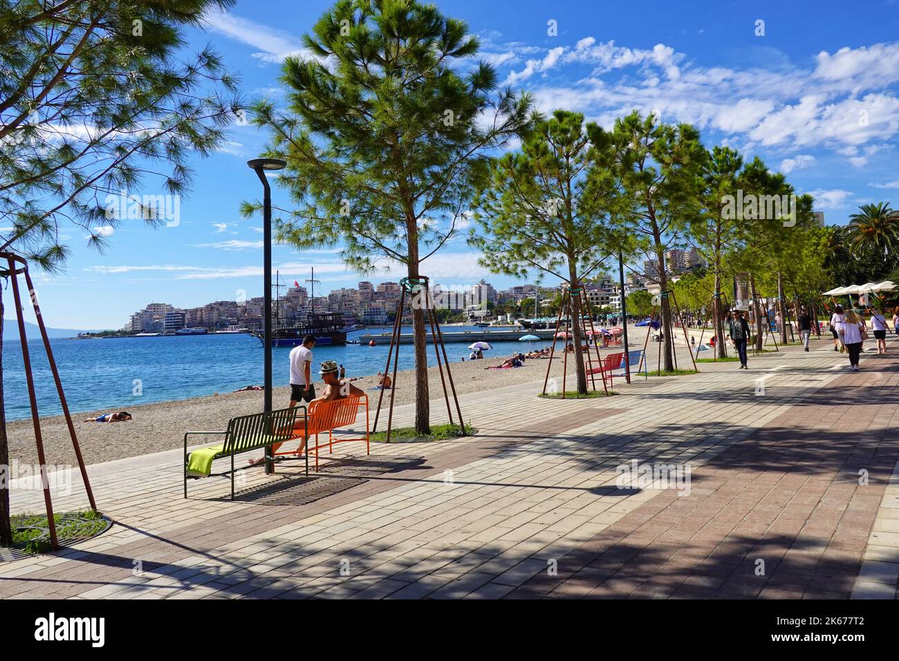 Promenade of Saranda, Republic of Albania Stock Photo - Alamy