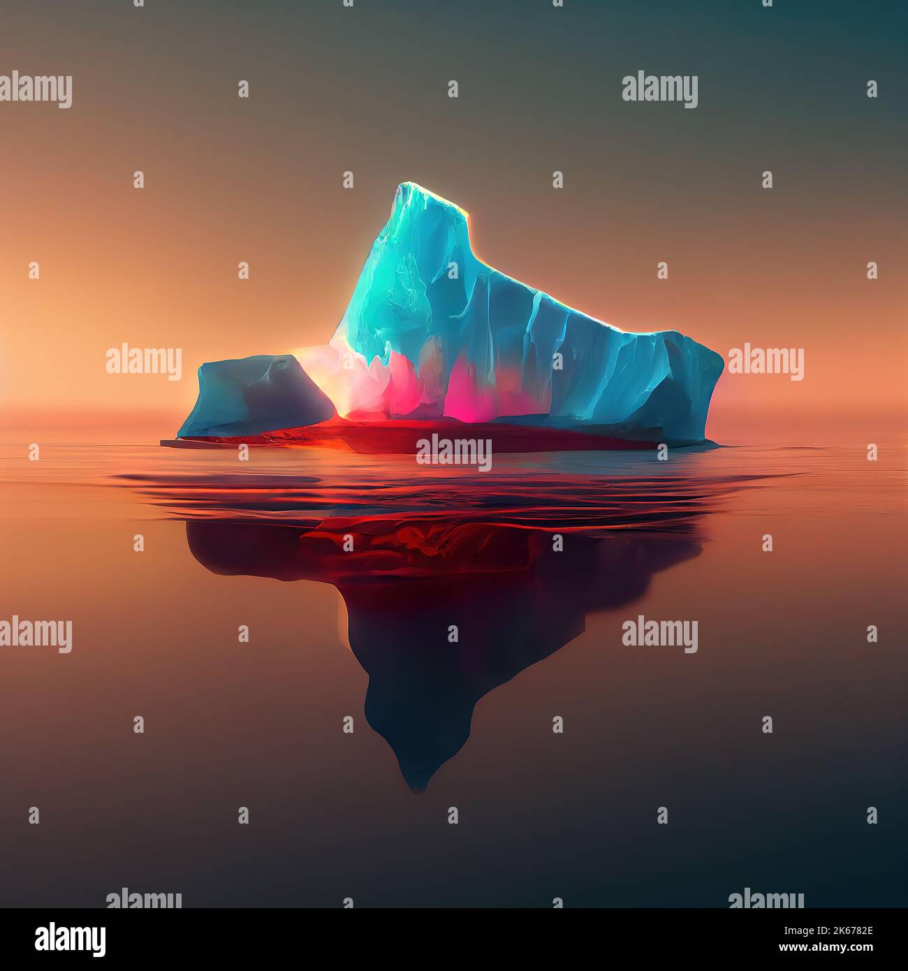 Iceberg in the sea at sunset. Digital illustration Stock Photo - Alamy