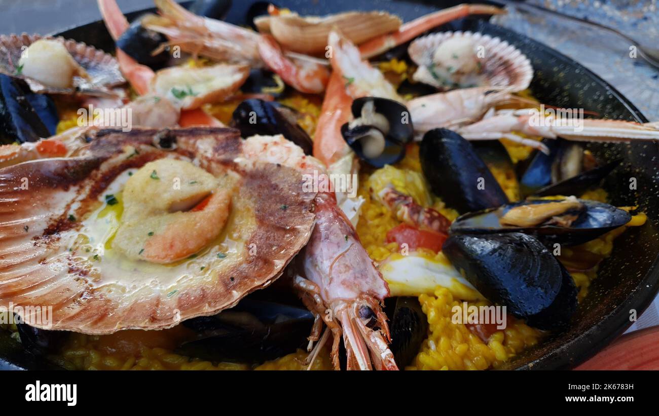 paella a tasty Spanish dish Stock Photo - Alamy