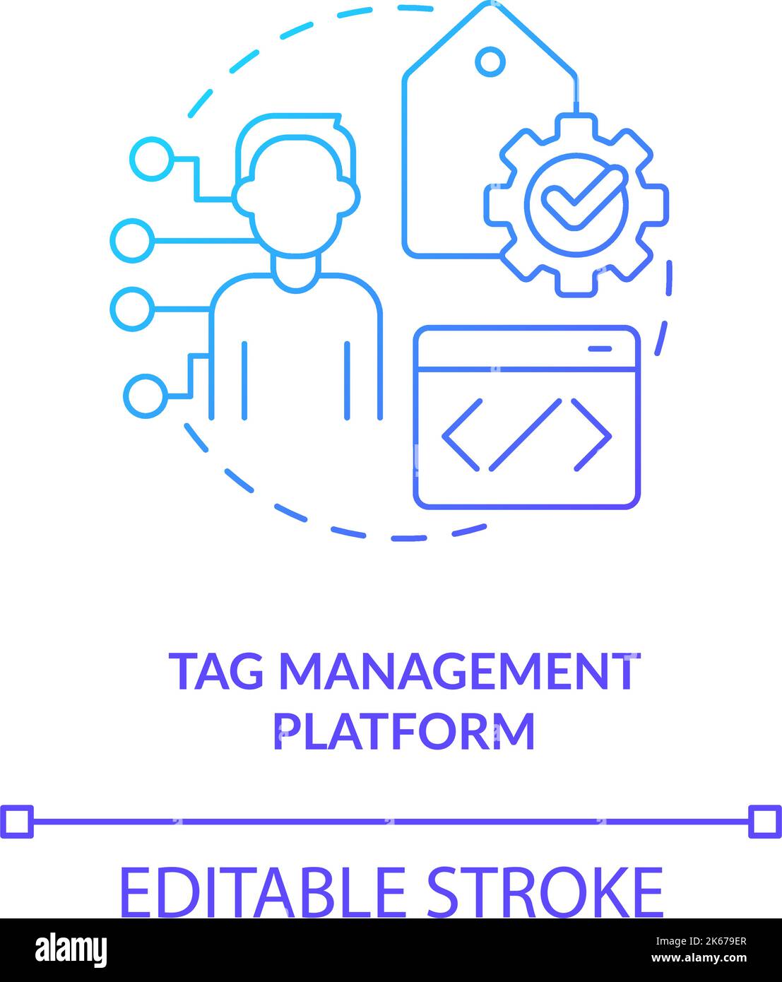 Tag management platform blue gradient concept icon Stock Vector Image ...