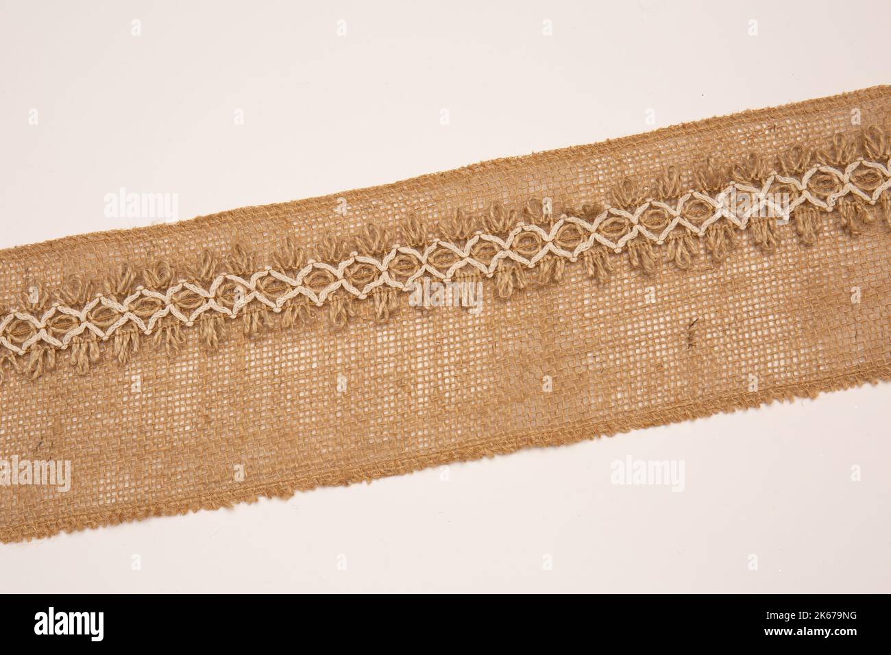 Ornate jute natural sackcloth strip isolated on white background Stock ...