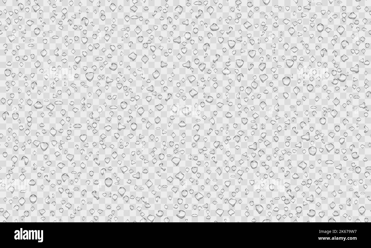 Realistic water drop transparent pattern on light background Stock ...
