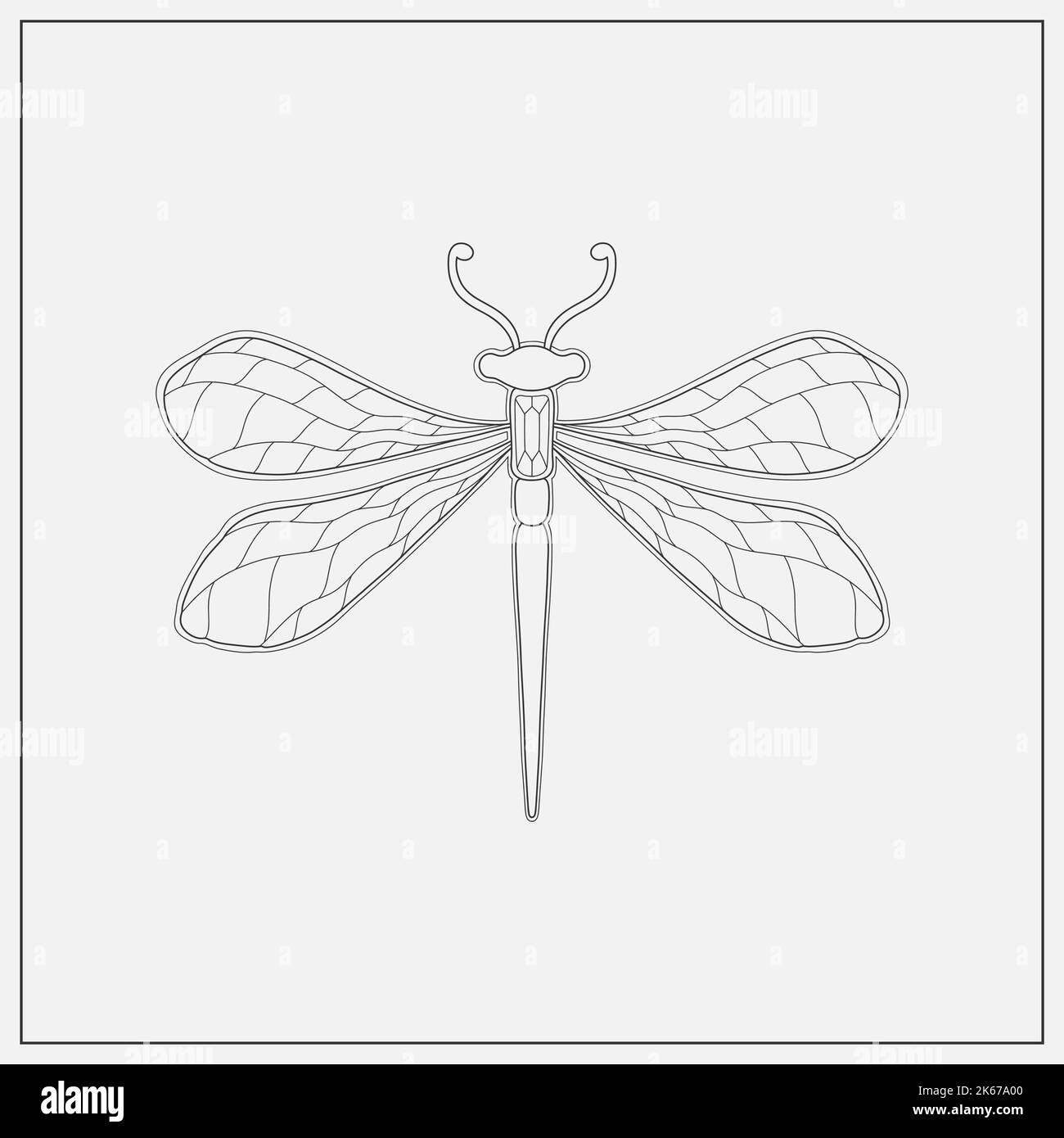 Art nouveau style dragonfly insect basic element. 1920-1930 years ...