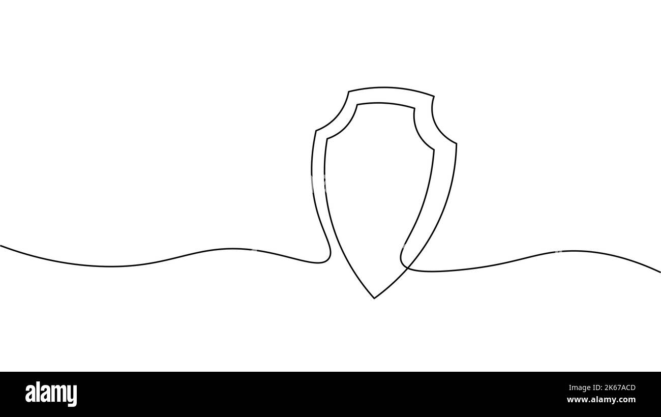 Cyber safety shield one line art. Continuous line internet security ...