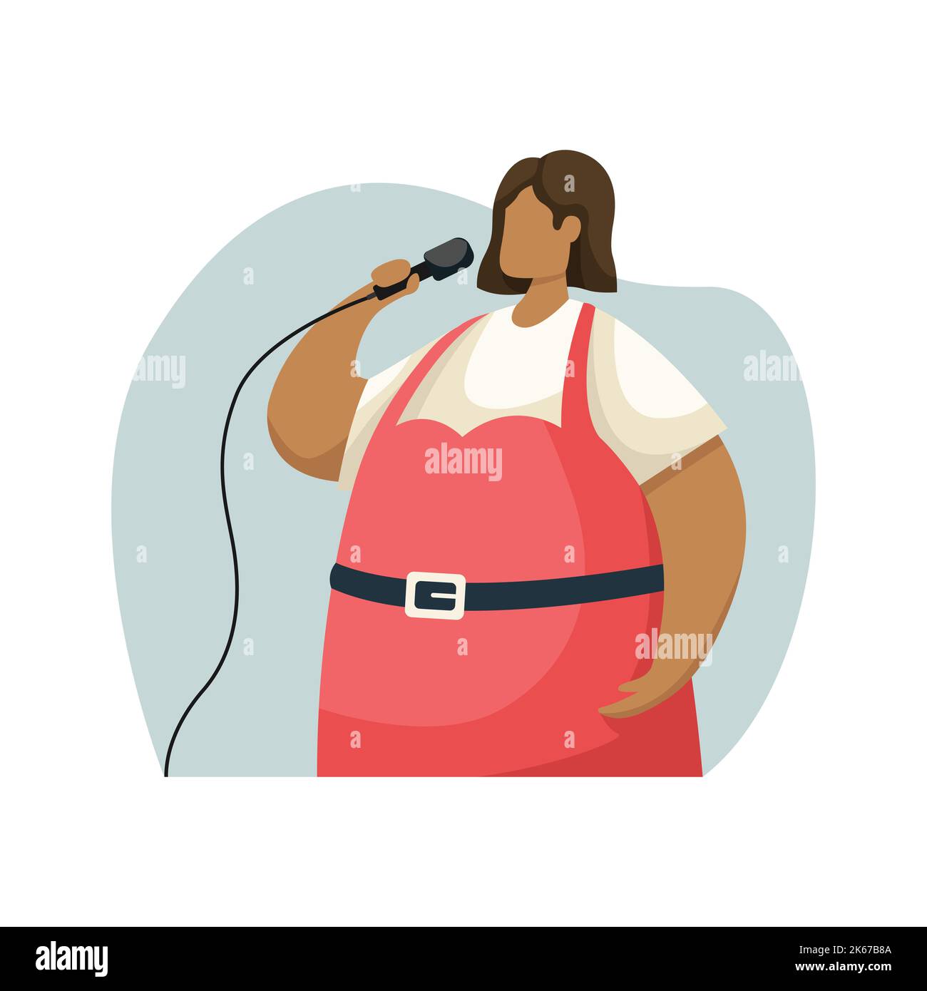 Vector illustration of a singer with a microphone. Profession. Flat ...