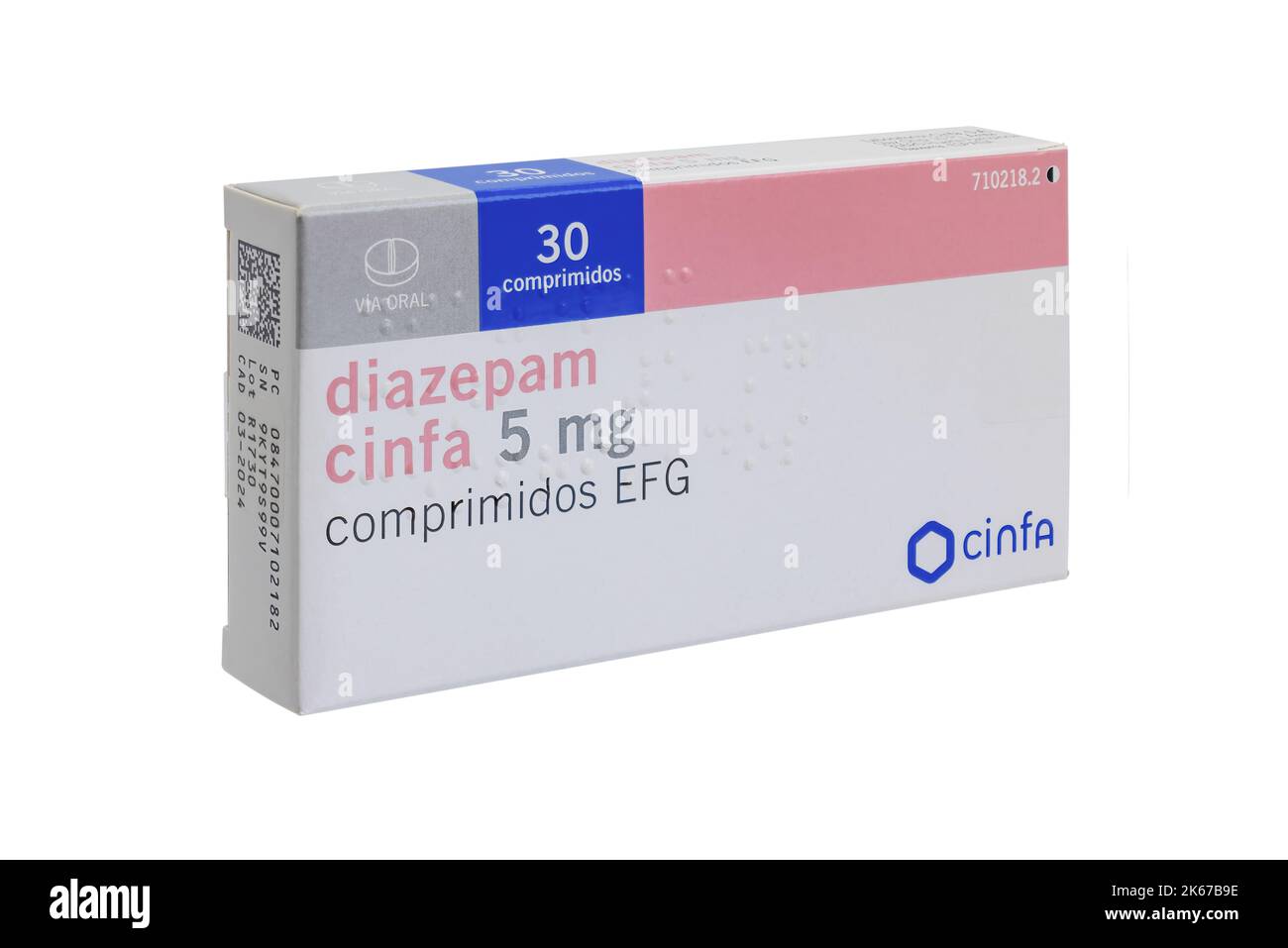 Huelva, Spain - October 12, 2022: Spanish Box of Diazepam brand Cinfa ...