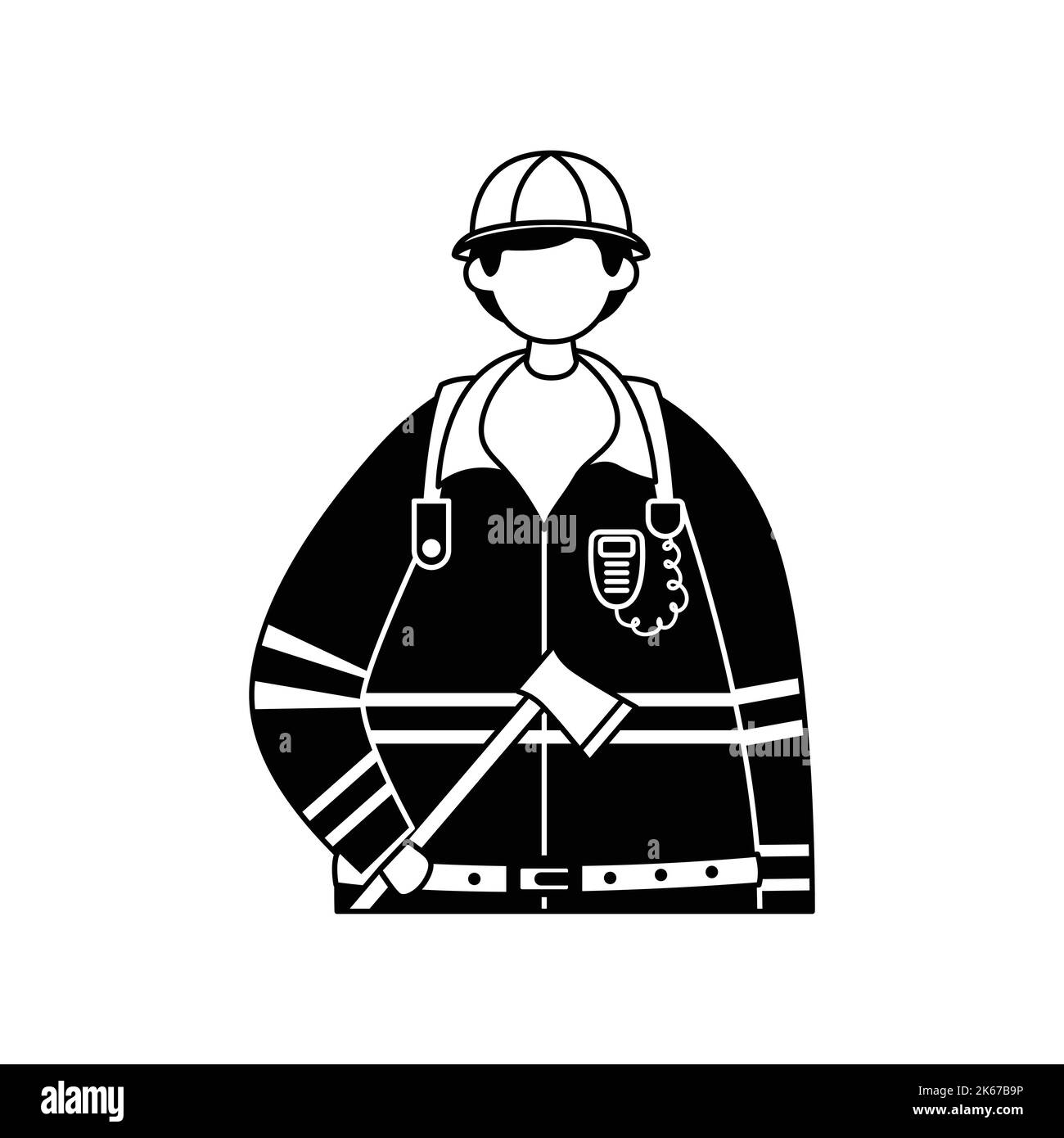 Vector illustration of a firefighter in the form of an axe. Profession ...