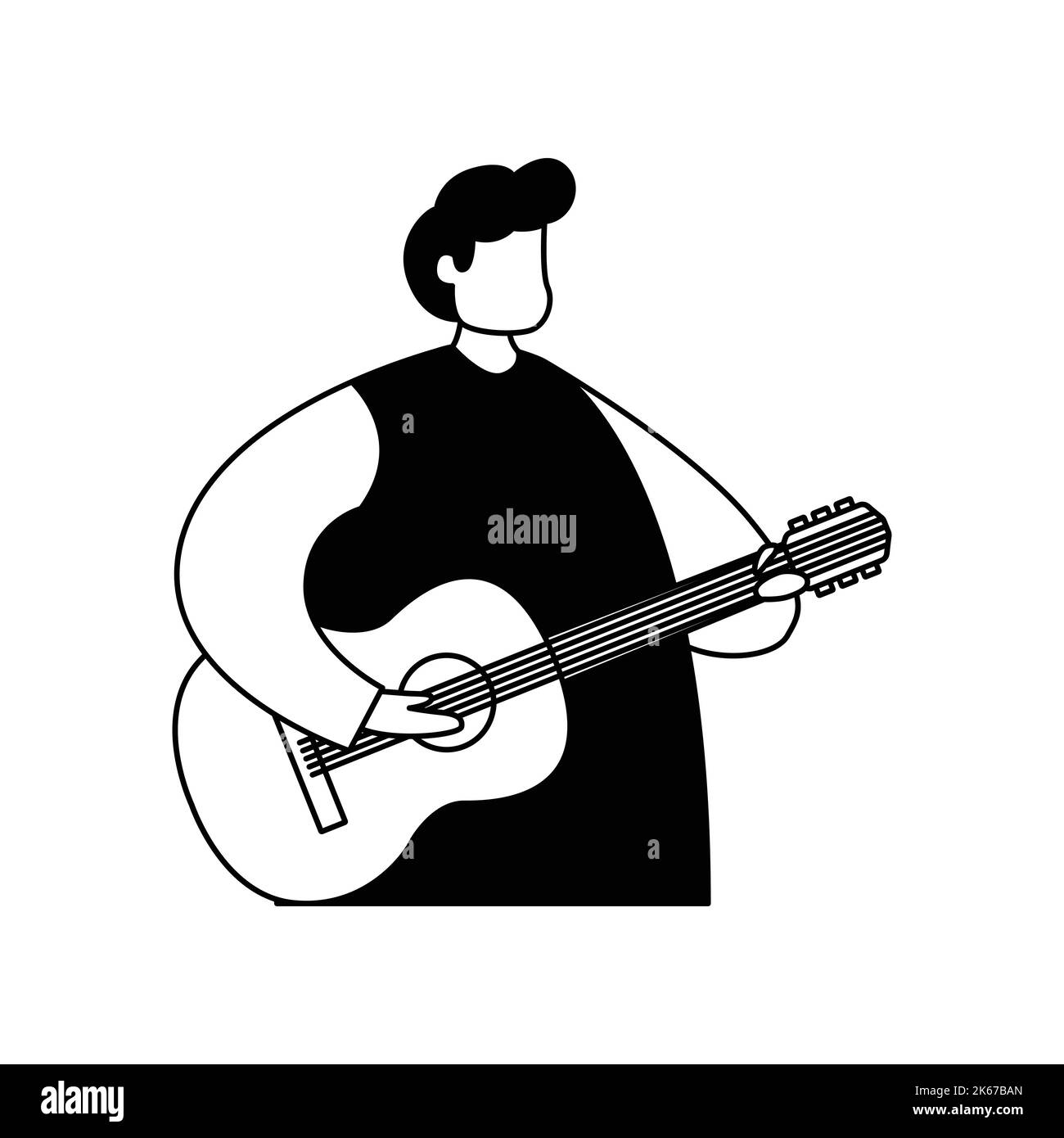 Vector Illustration Of A Guitarist Creative Profession Line Art Stock Vector Image And Art Alamy
