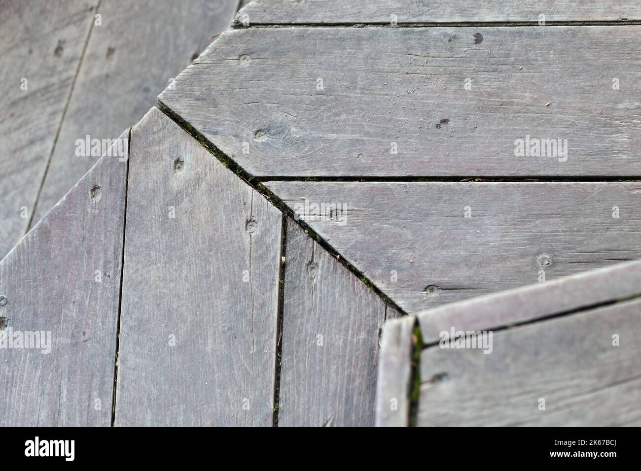 Abstract background texture with gray wooden stairs construction, top ...