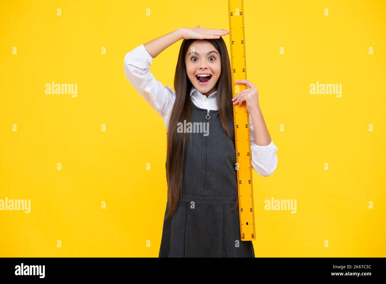 Kid height measure, growth measurement. Back to school. Teenager school ...