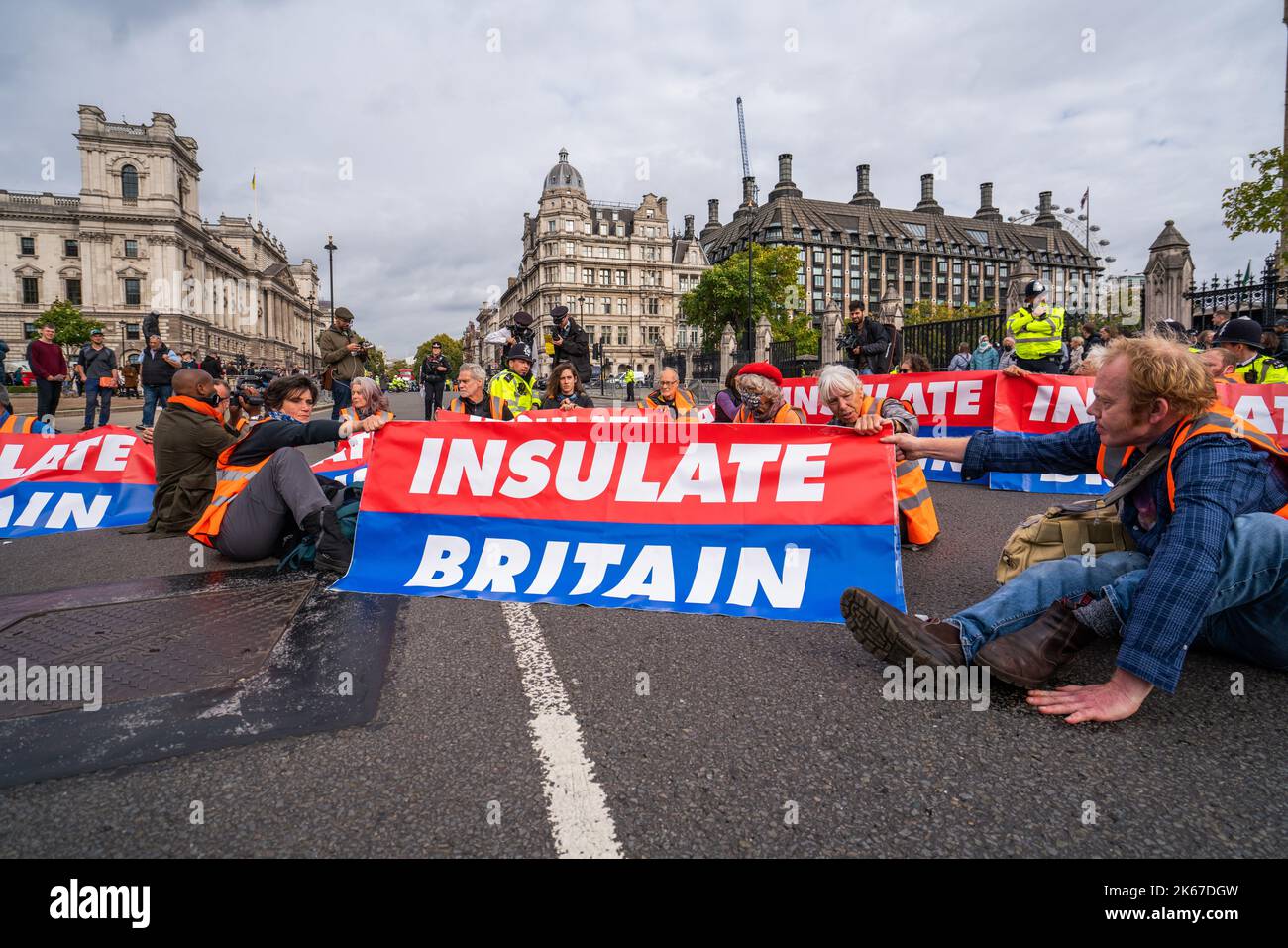 London UK. 12 October 2022 . Insulate Britain activists glue themselves ...