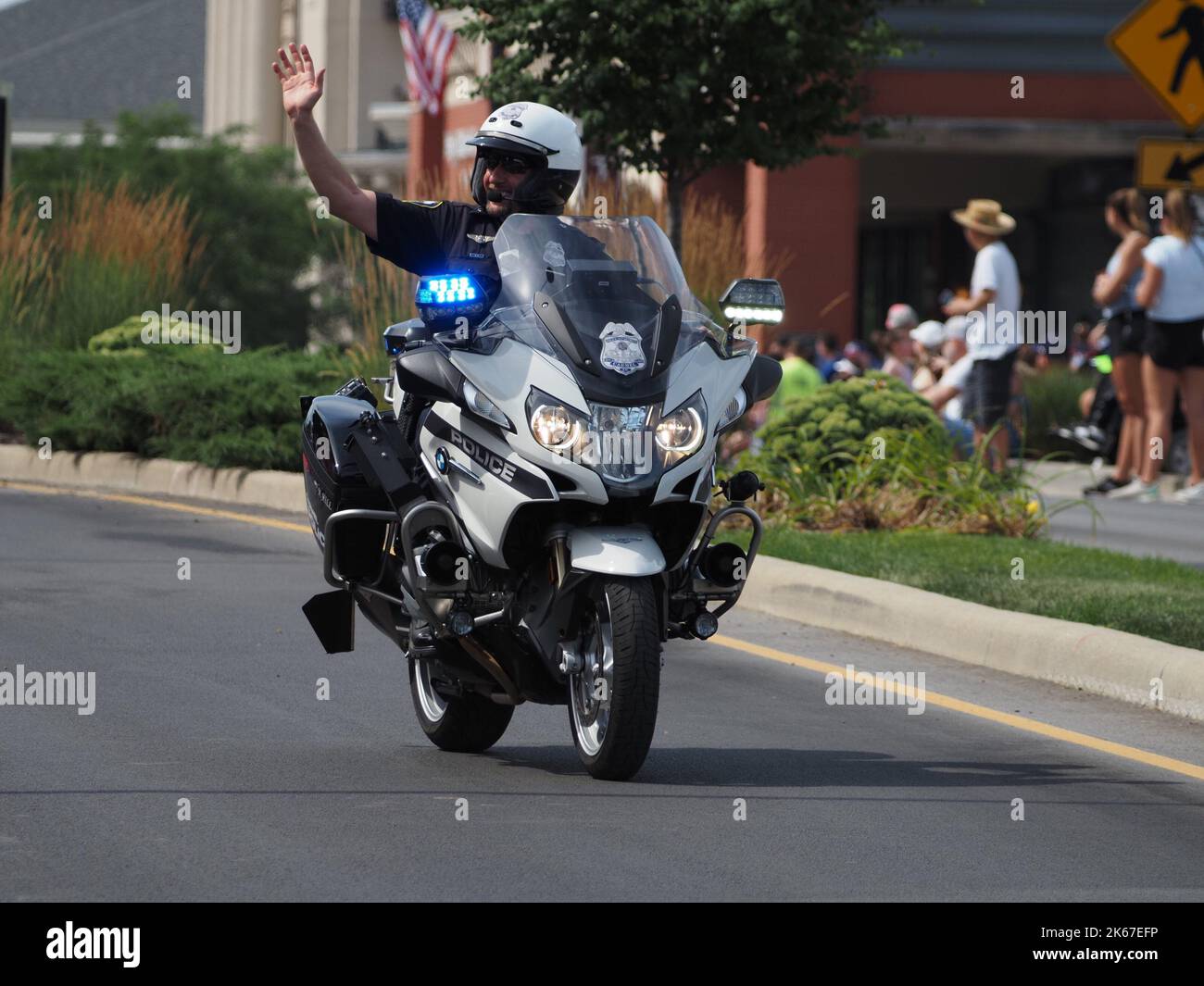 City Police Officer on Motorcycle, Clearing Parade Route. Selective ...