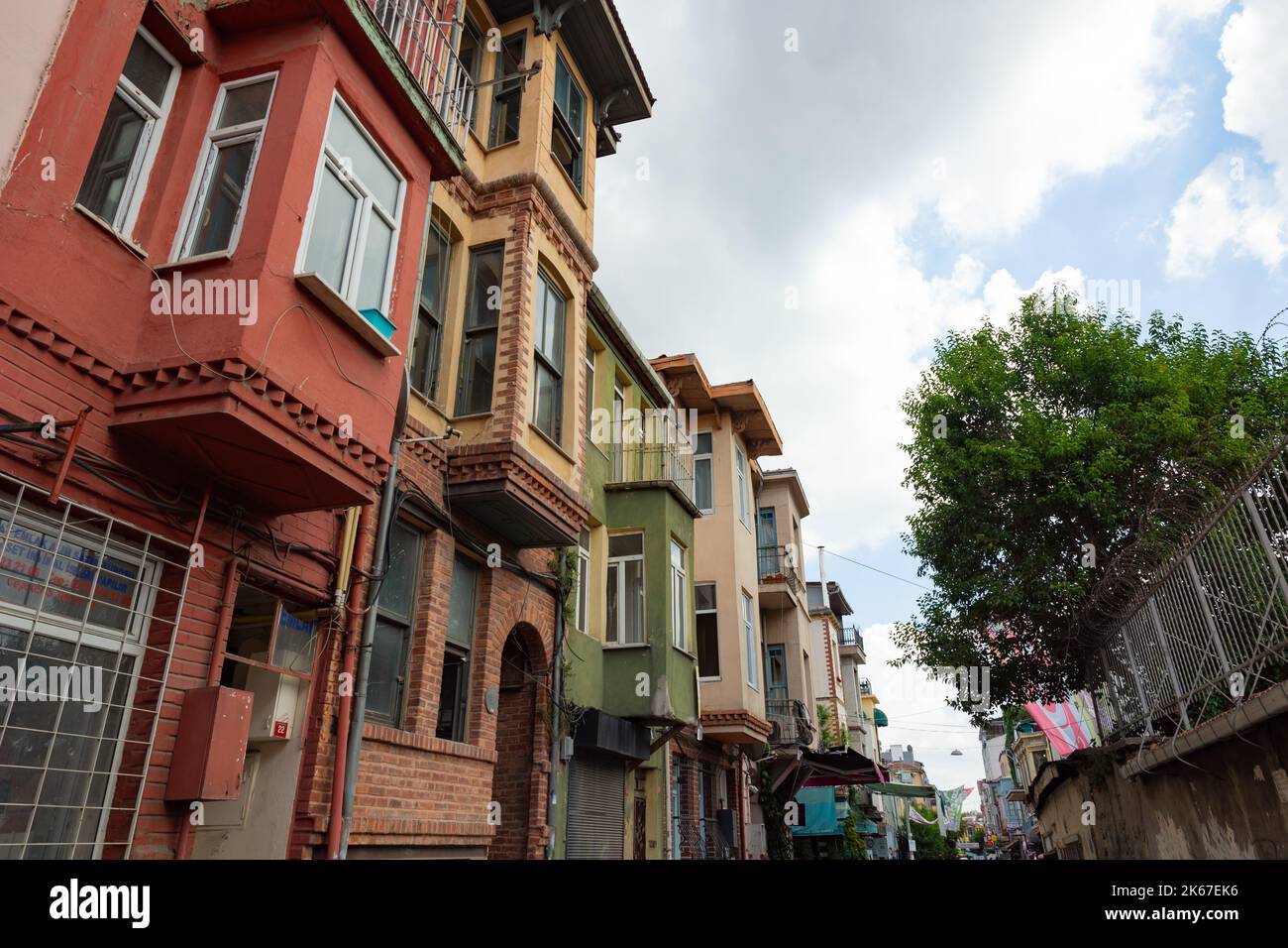 Traditional Turkish houses in Balat district of Istanbul. Ottoman ...