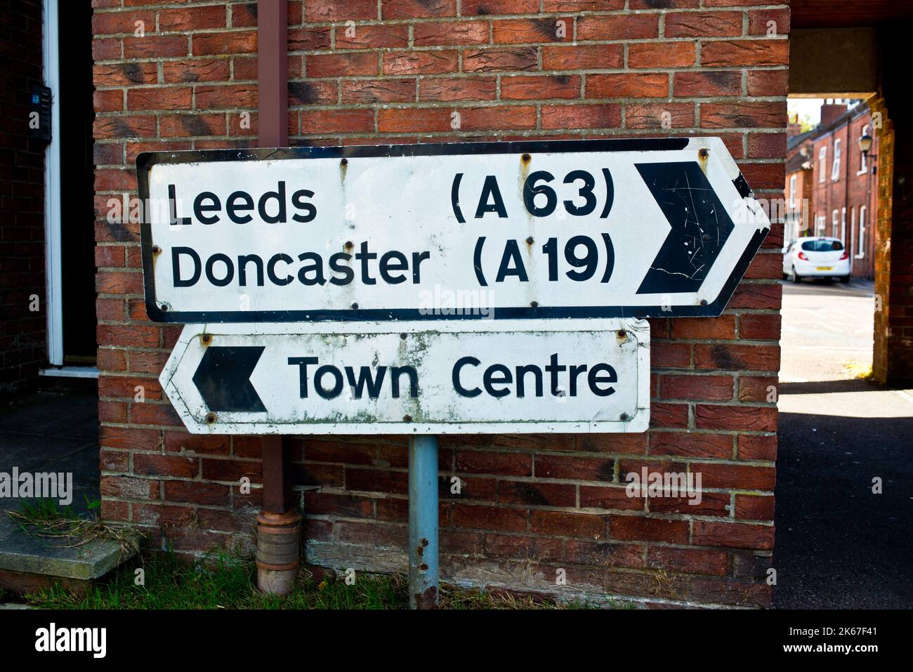A19 Doncaster and Leeds road sign, Selby, Yorkshire, England Stock ...