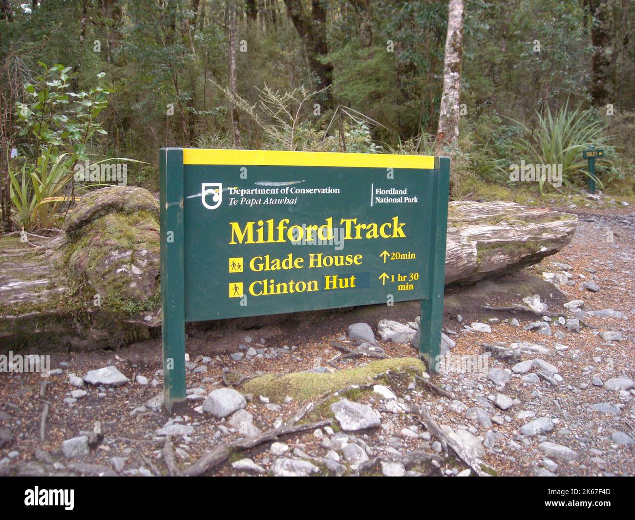 Milford Track sign. Great Walks. Fiordland National Park. South Island ...