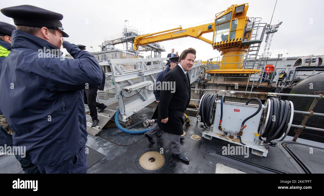 Defence Procurement minister Alec Shelbrooke on board attack submarine HMS Ambush during a visit ...