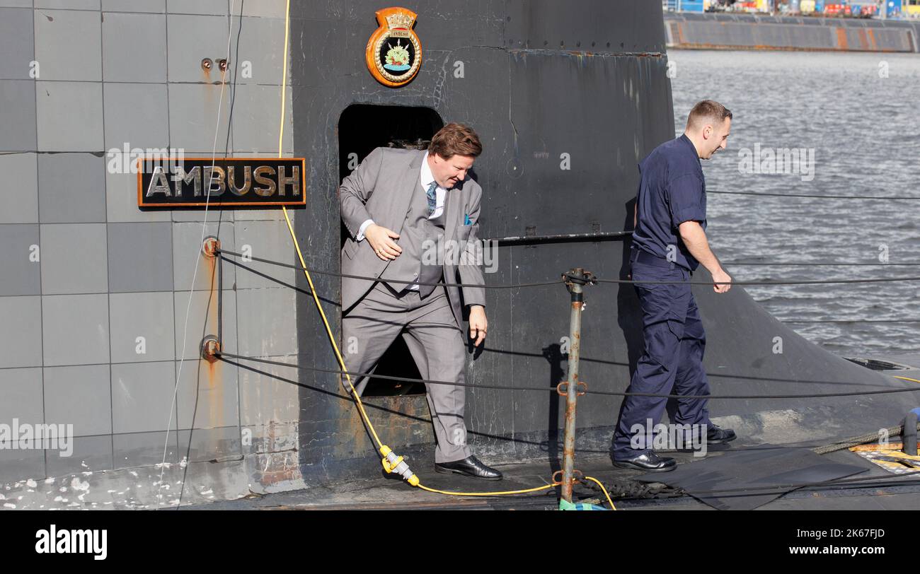 Defence Procurement minister Alec Shelbrooke on board attack submarine HMS Ambush during a visit ...
