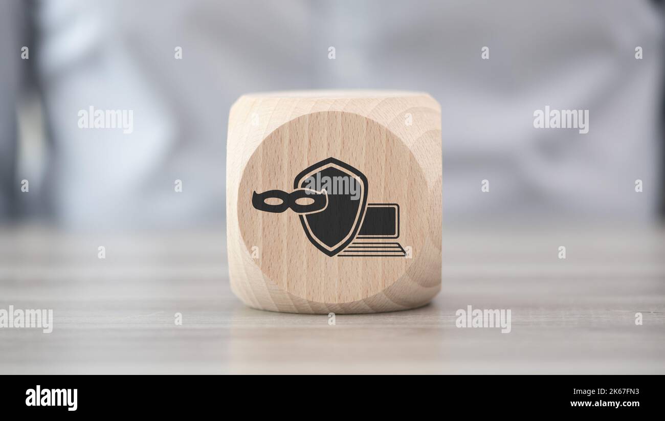 Wooden block with symbol of cybersecurity concept Stock Photo - Alamy