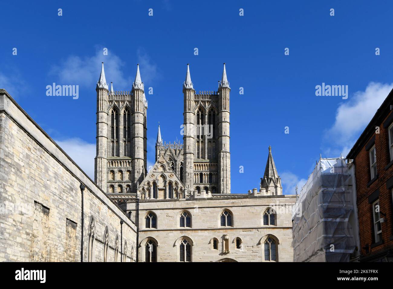 The. Towers. of Lincoln Cathedral, seen from Castle Square Stock Photo ...