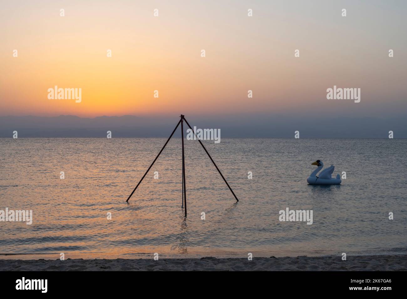 Sunrise in Ras el Satan or Ras Shaitan beach resort area north of ...