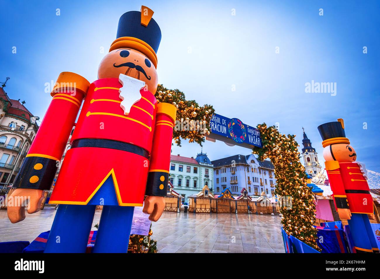 Oradea, Romania - December 2021. Christmas Market and decorations in ...
