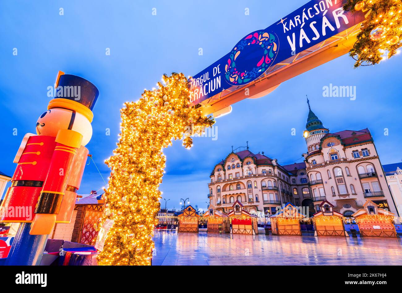 Oradea, Romania - December 2021. Christmas Market and decorations in ...