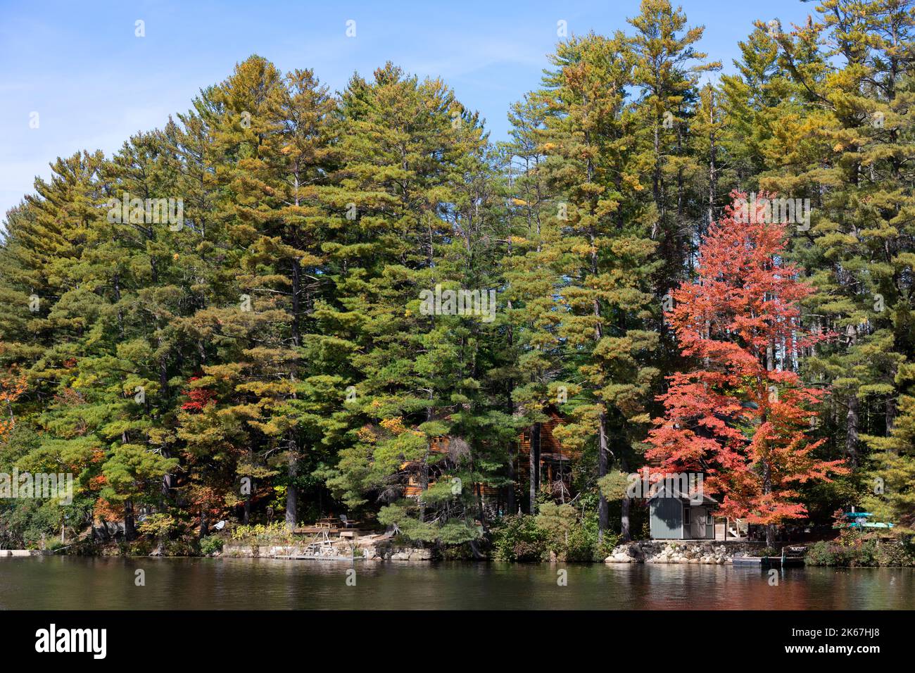 Fall foliage, Blue Mountain Lake, Adirondacks, New York Stock Photo - Alamy