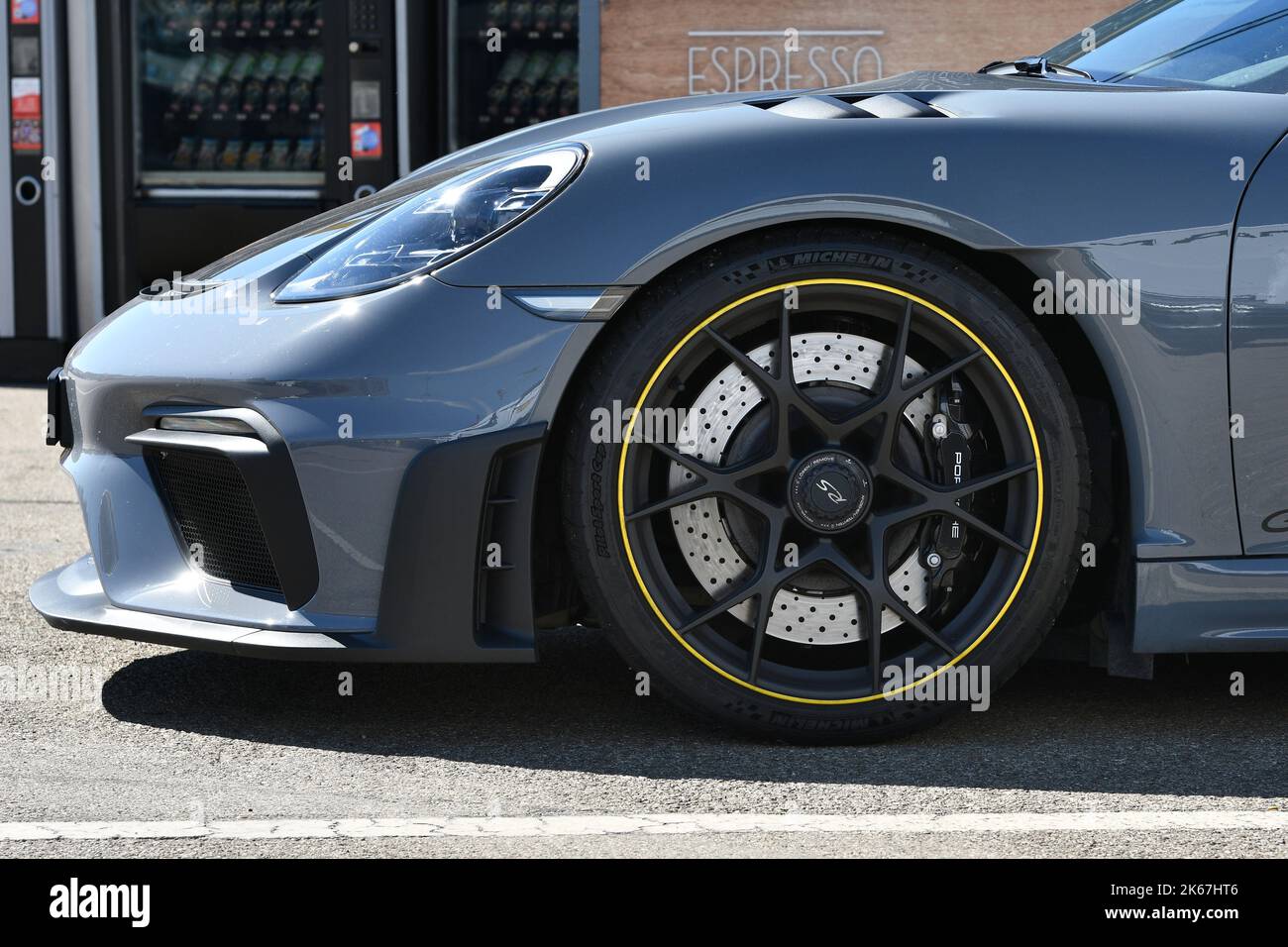 Mugello Circuit Italy 23 September 2022: Detail of alloy wheel of a ...