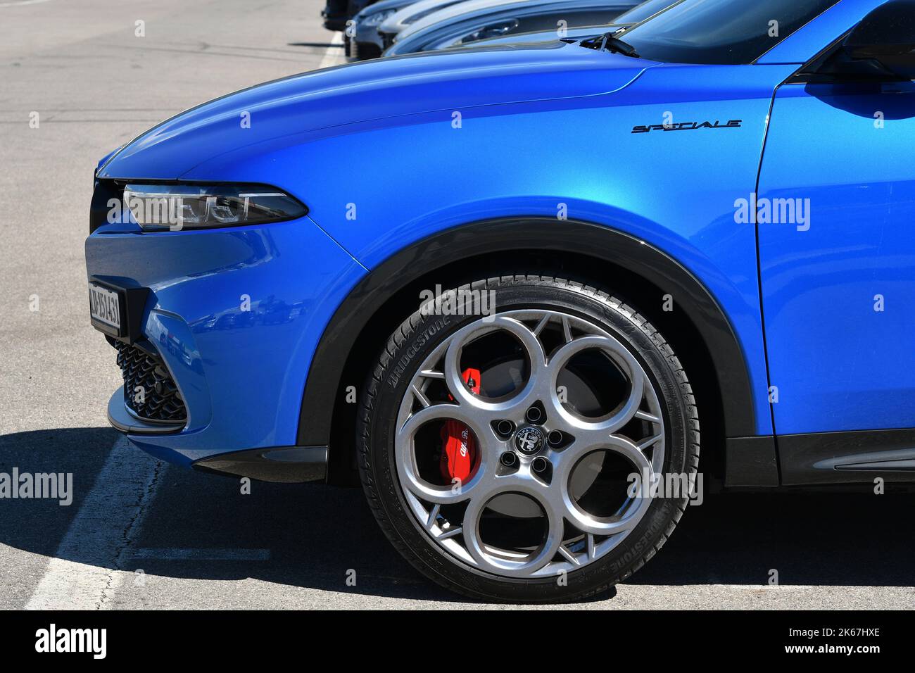 Mugello Circuit, Italy 23 September 2022: Detail of alloy wheel of a ...