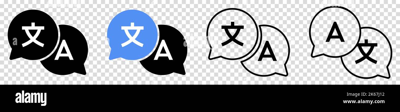 Language translation icons. Vector illustration isolated on transparent ...