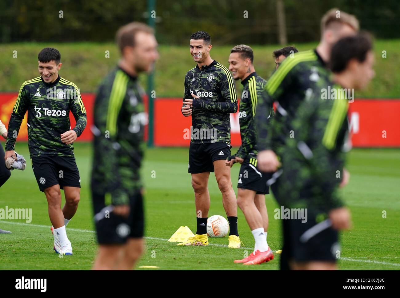 Manchester United's Cristiano Ronaldo (centre) during a training ...